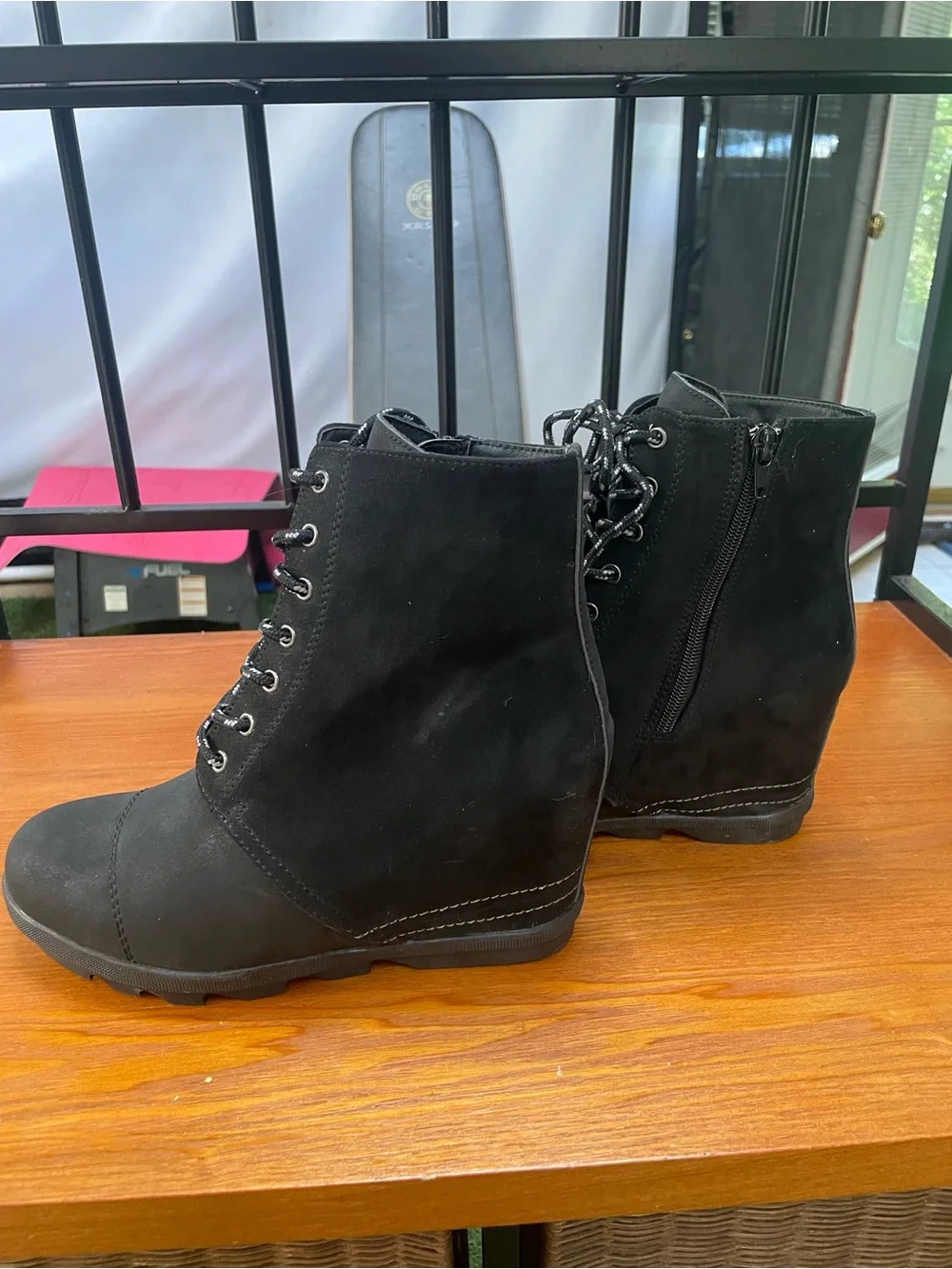 Shoes | Black Laceup Wedge Boots For Women | Poshmark
